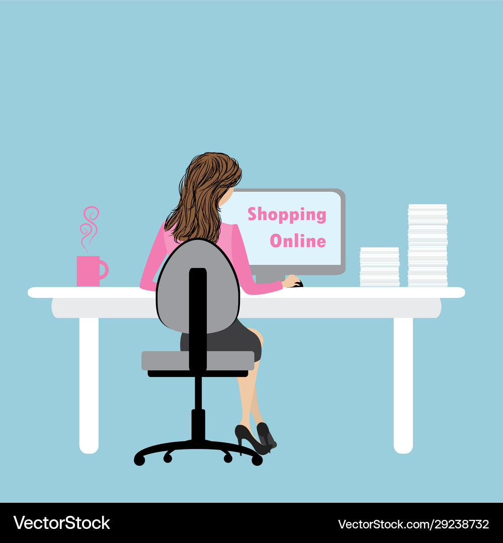 Business woman or office worker working Royalty Free Vector