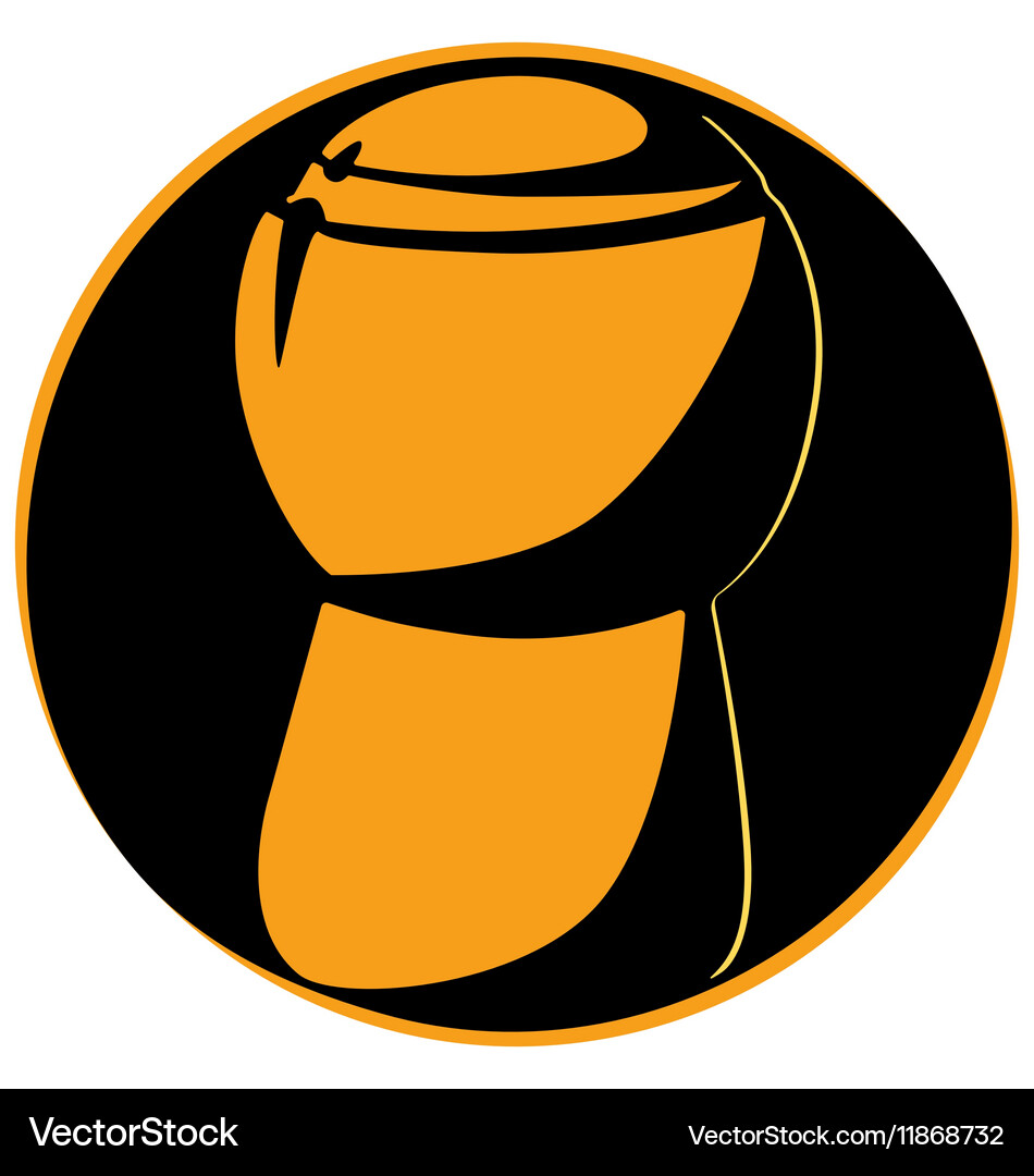 Champagne cork upright on a black circle logo Vector Image