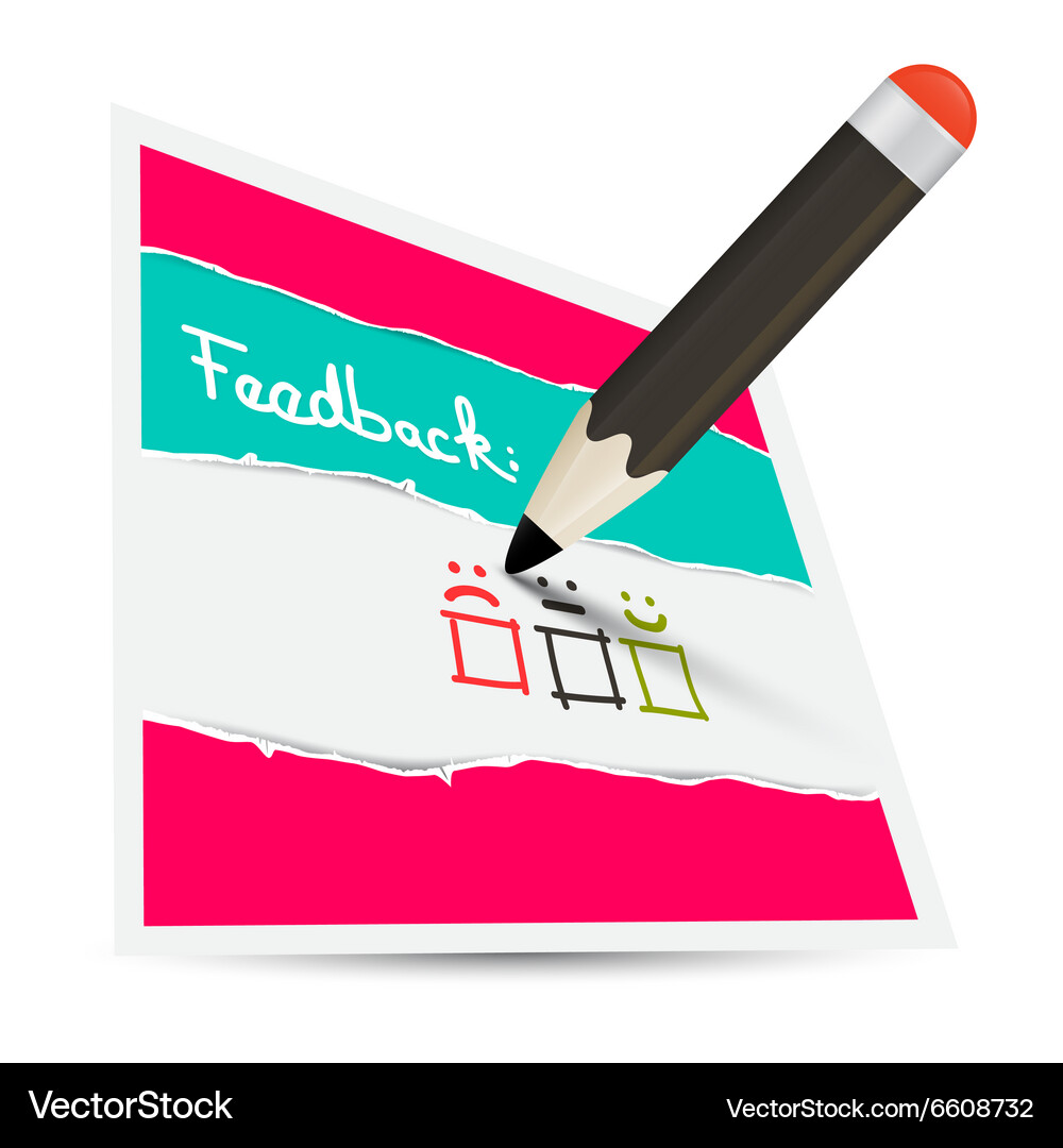 Feedback paper card with pencil and options Vector Image