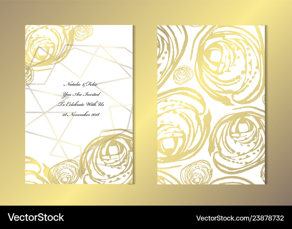 Golden floral cards set Royalty Free Vector Image