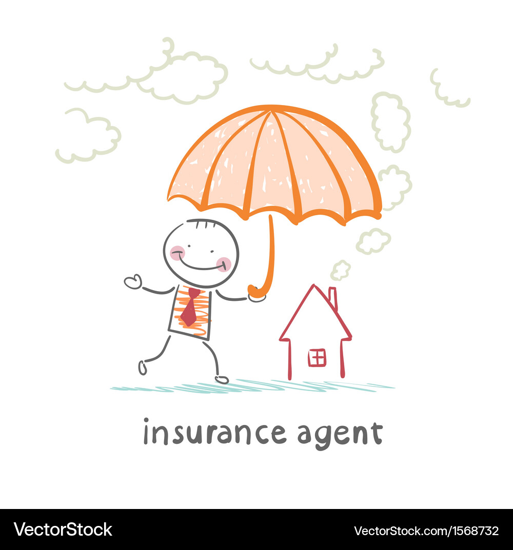 Insurance agent is holding an umbrella over Vector Image