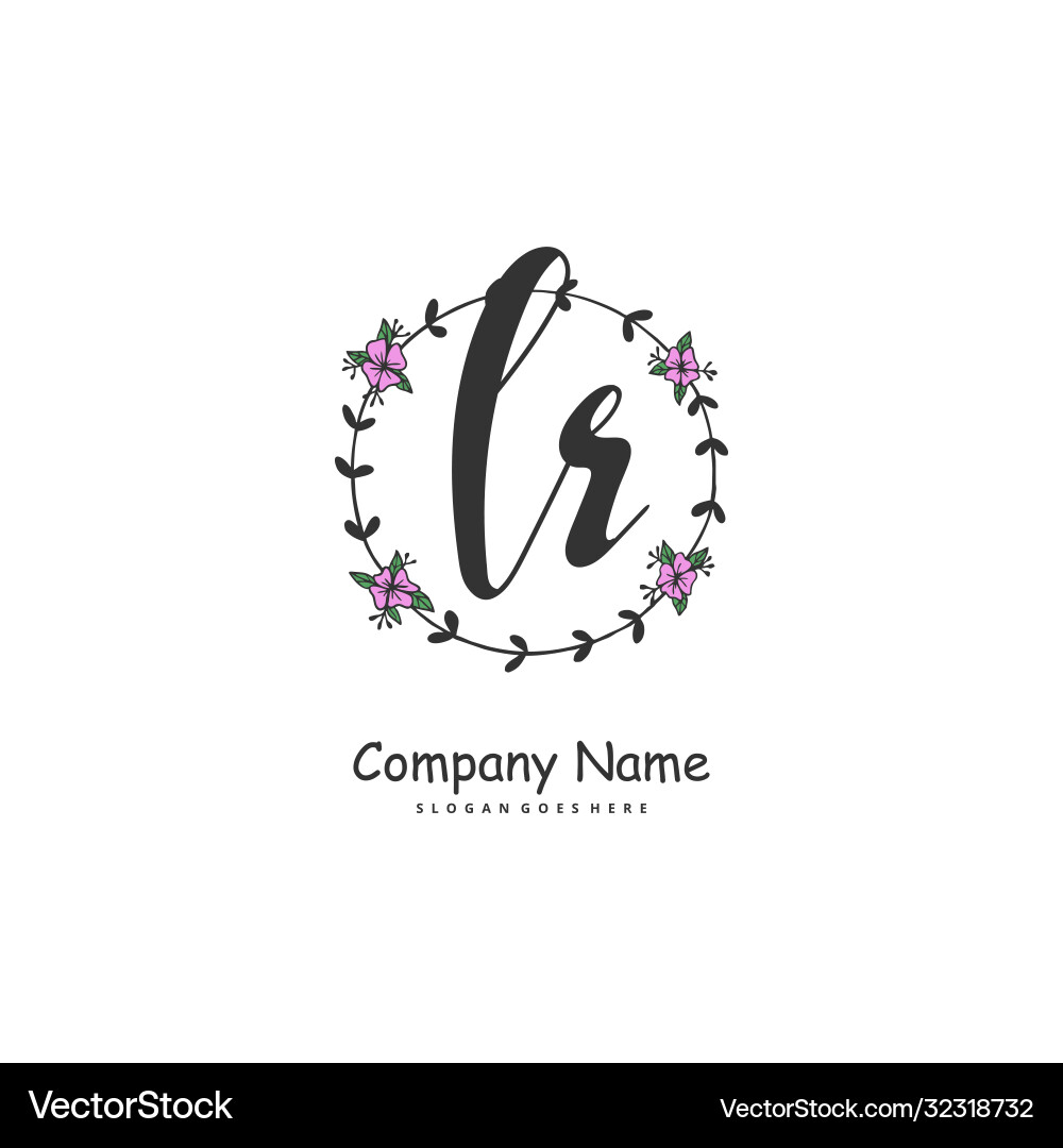L r lr initial handwriting and signature logo Vector Image