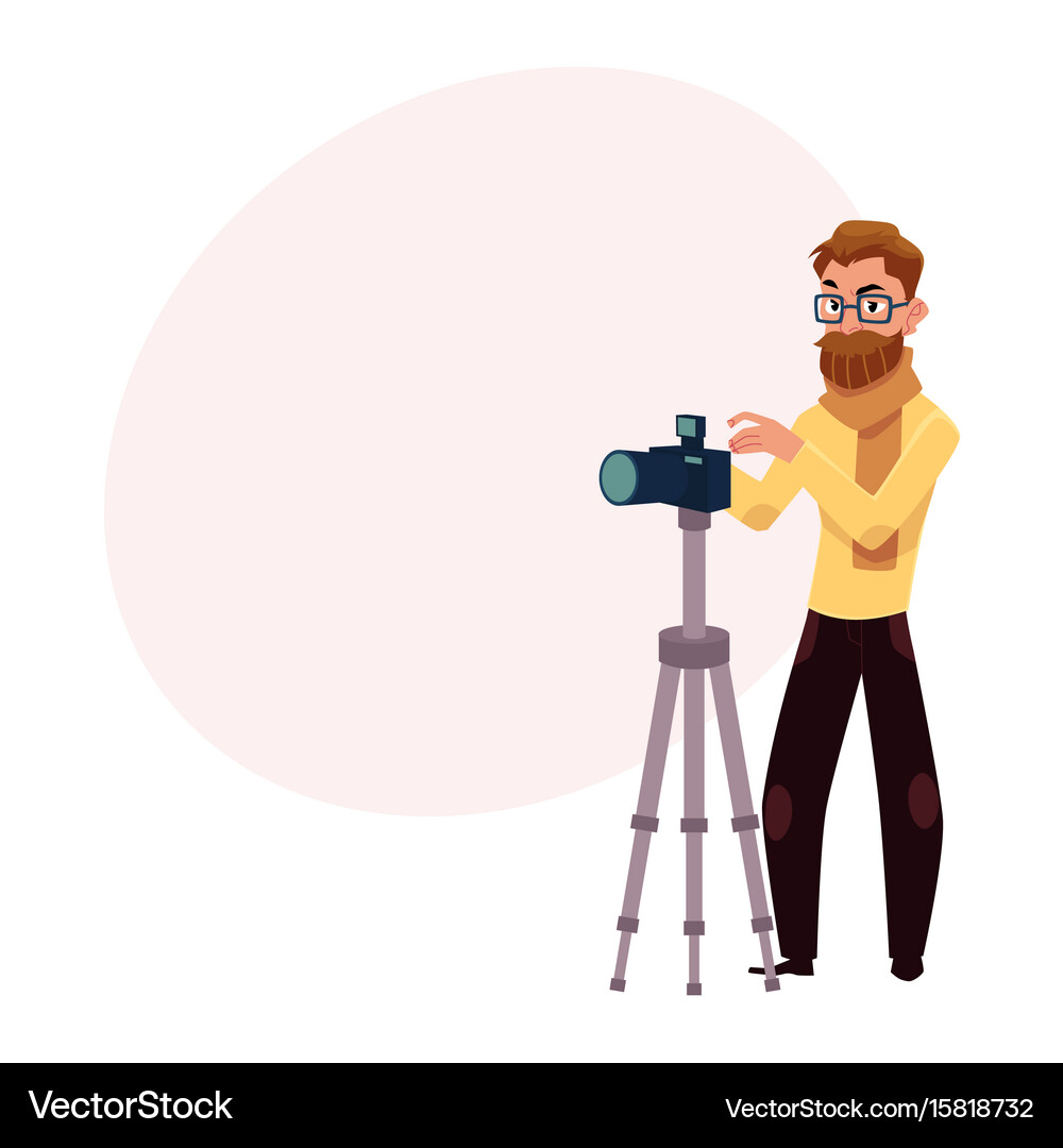 Photographer taking pictures shooting in studio Vector Image