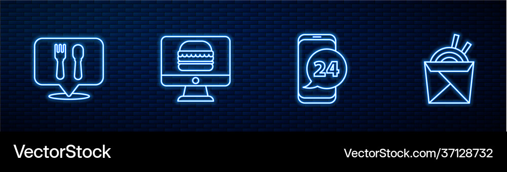 Set line food ordering cafe and restaurant Vector Image