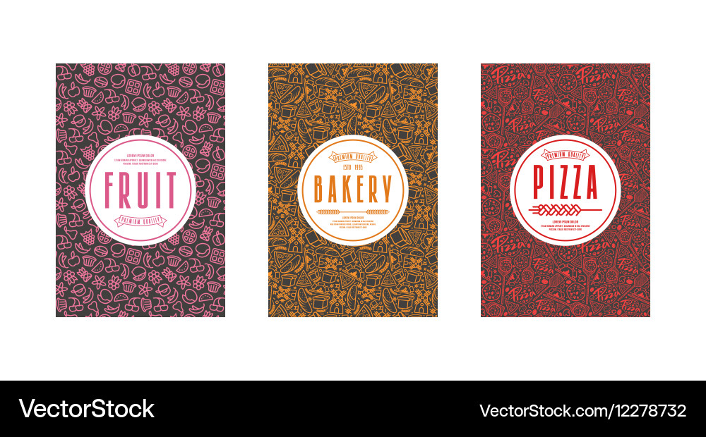 Set of template labels for bakery pizza Royalty Free Vector