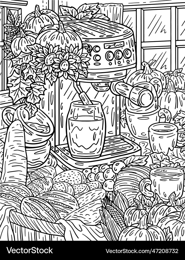 Thanksgiving espresso machine adults coloring page