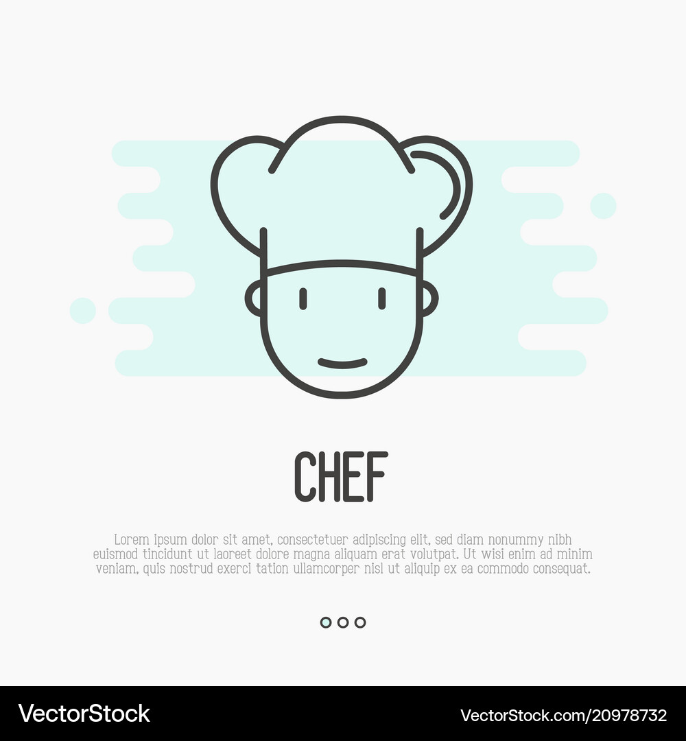 Thin line icon of chef in hat for logo Royalty Free Vector