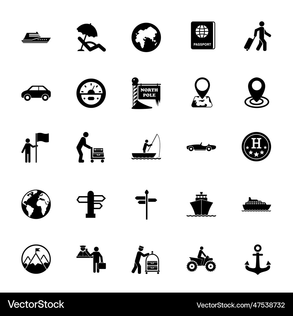 Travel icon set transportation and destination Vector Image