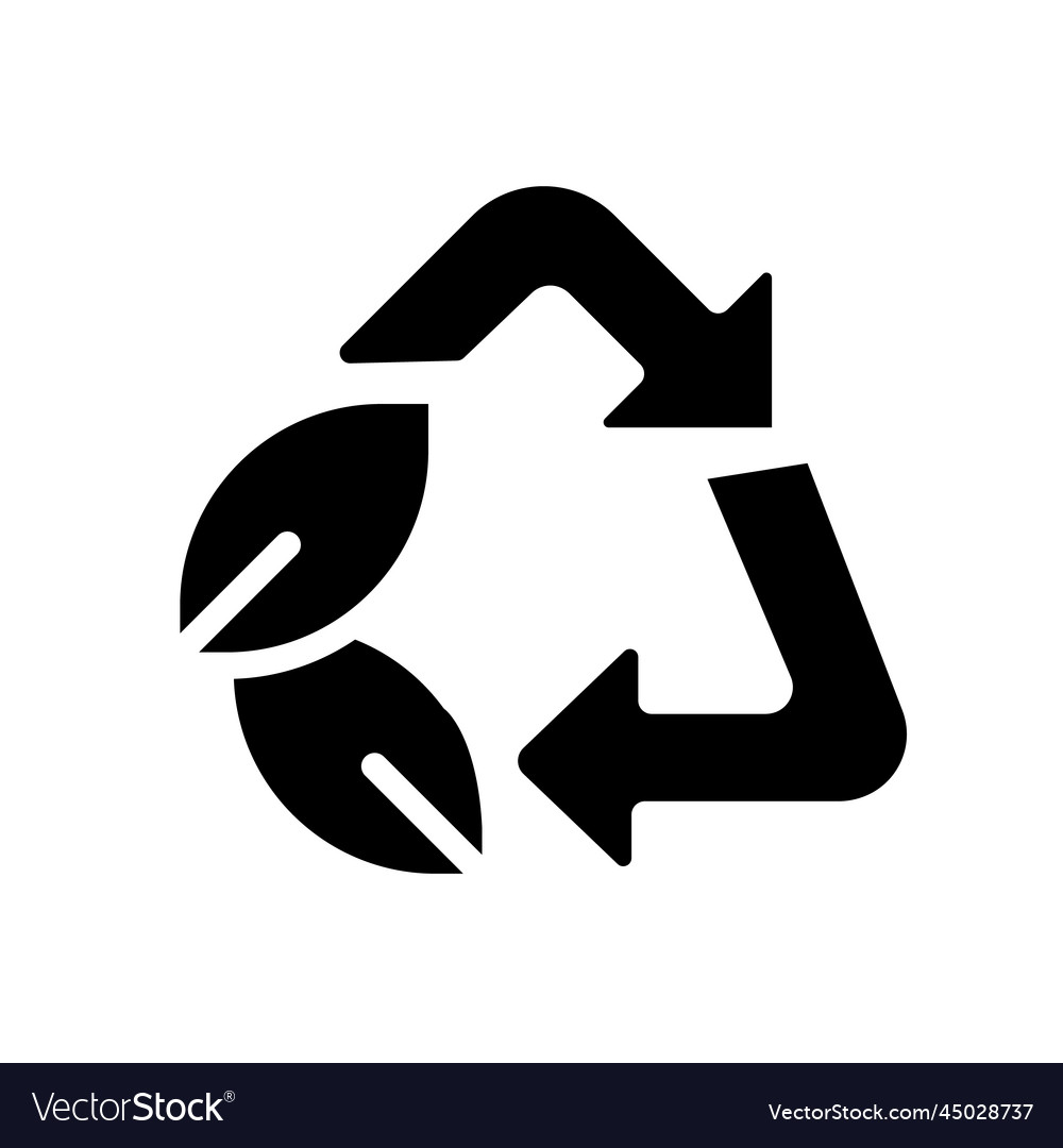Bicycle with leaves black glyph icon Royalty Free Vector