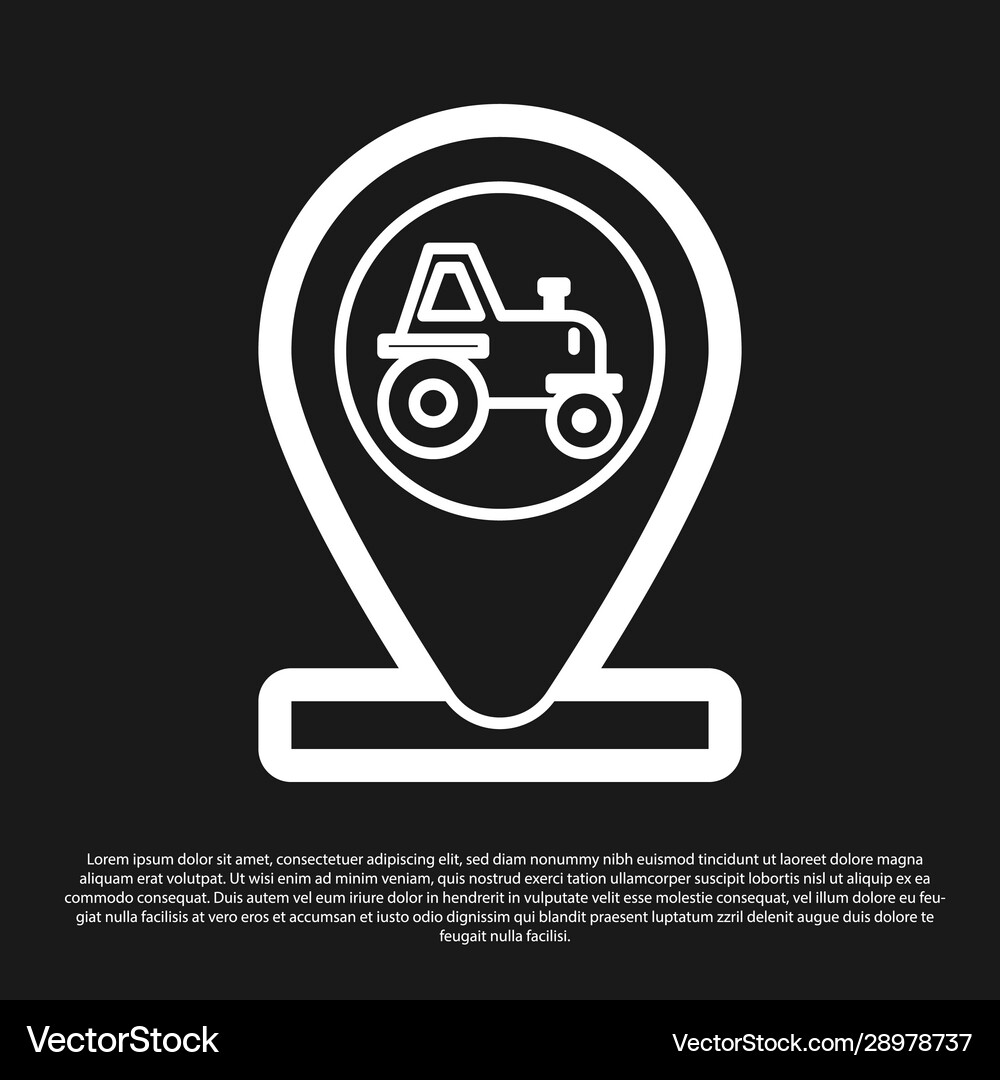 Black tractor and location icon isolated on Vector Image