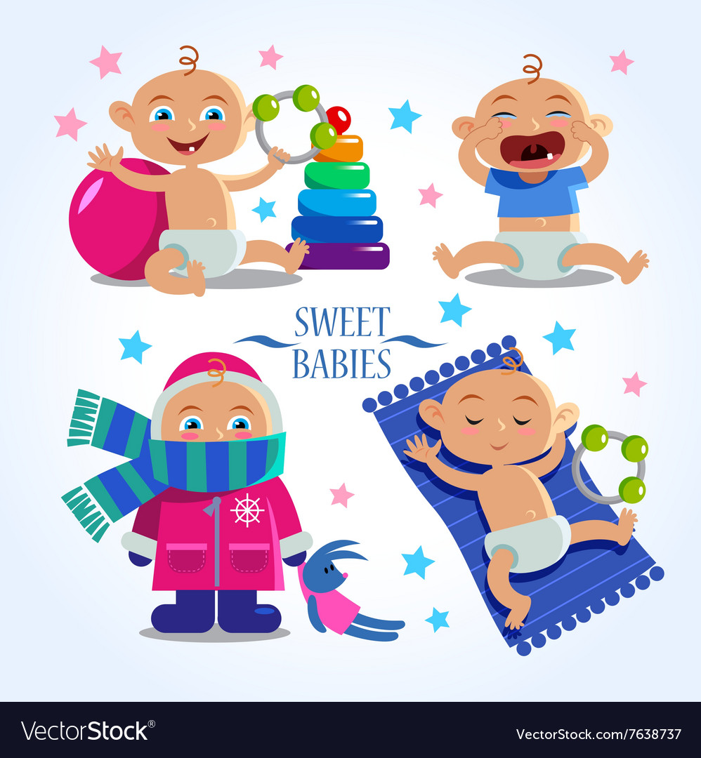 Cute baby set Royalty Free Vector Image - VectorStock