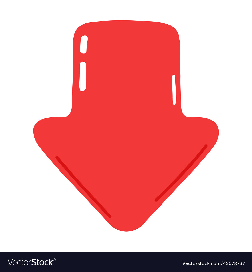 Cute funny red arrow icon hand drawn Royalty Free Vector