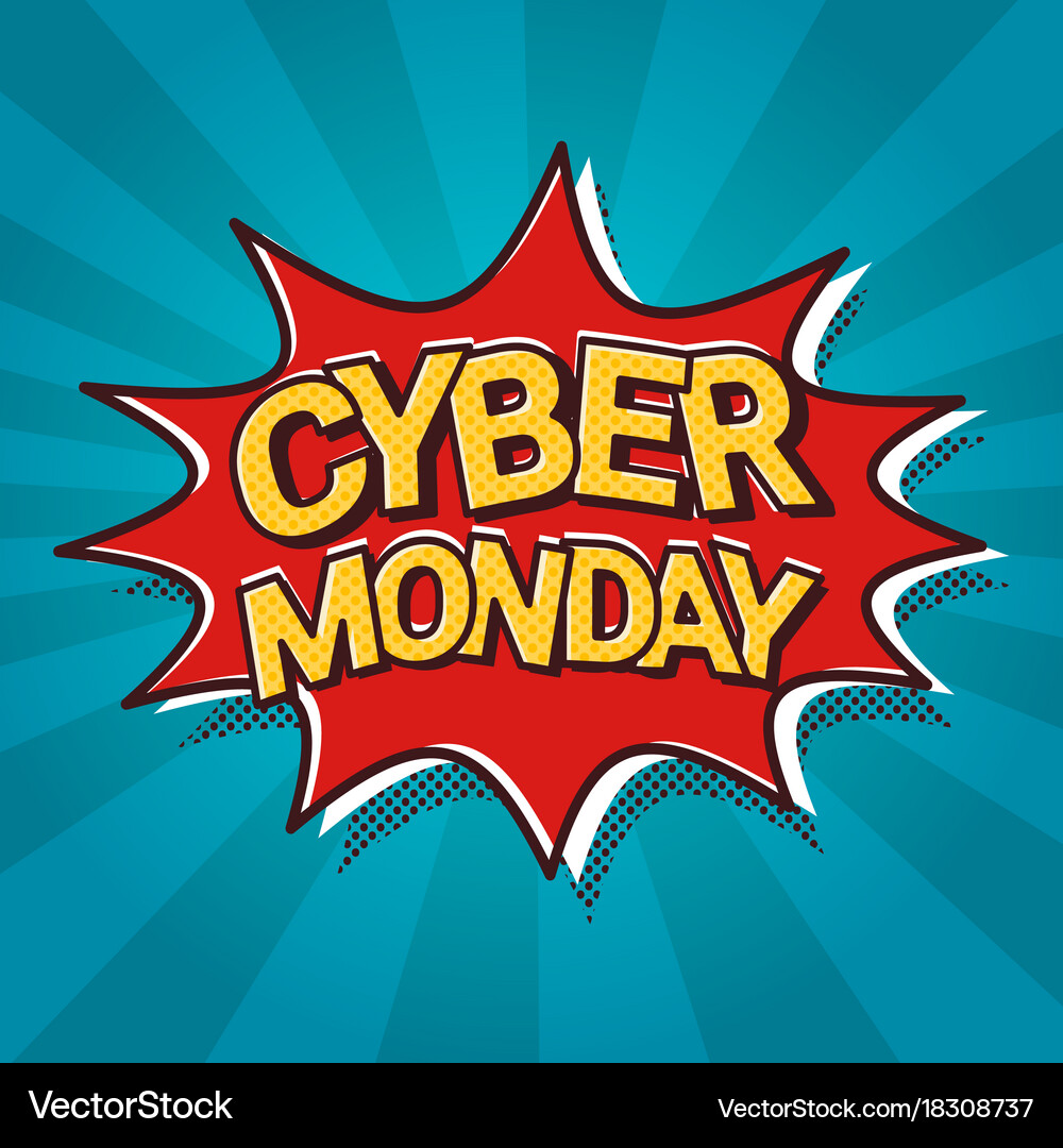Cyber monday sale web banner pop art comic Vector Image