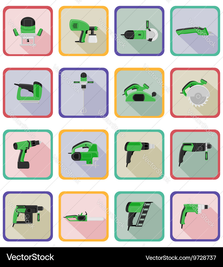 Electric repair tools flat icons 19 Royalty Free Vector