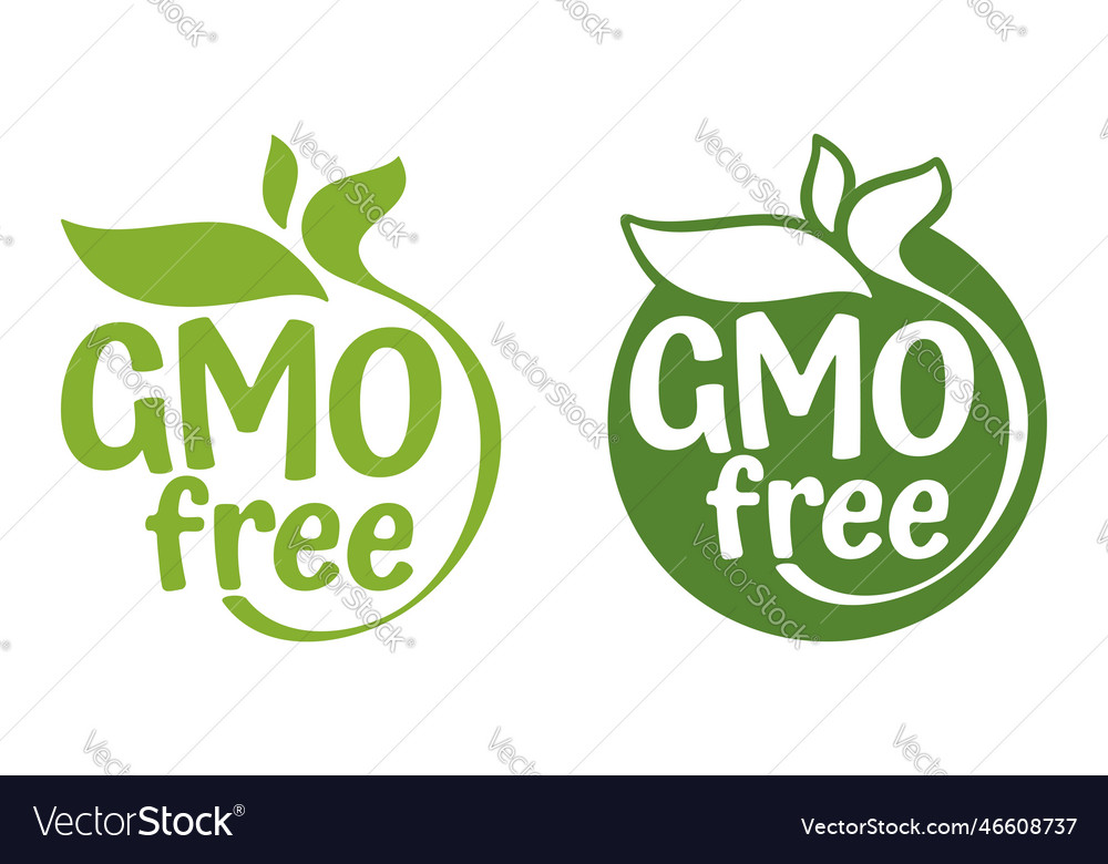 Gmo free - calligraphic label with leaves Vector Image