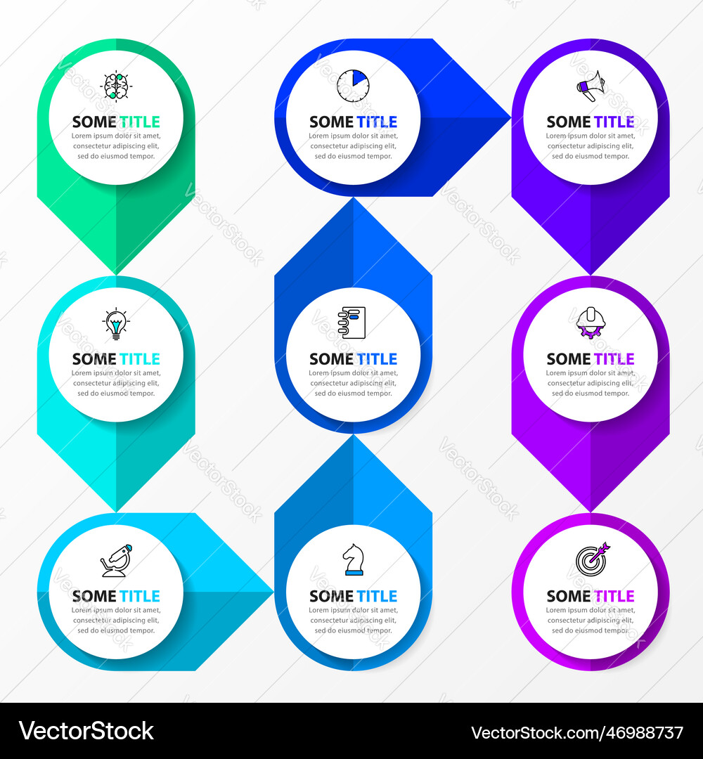 Infographic template with icons and 9 options or Vector Image