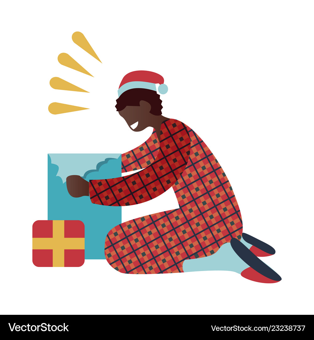 Kid boy in red pajamas Royalty Free Vector Image