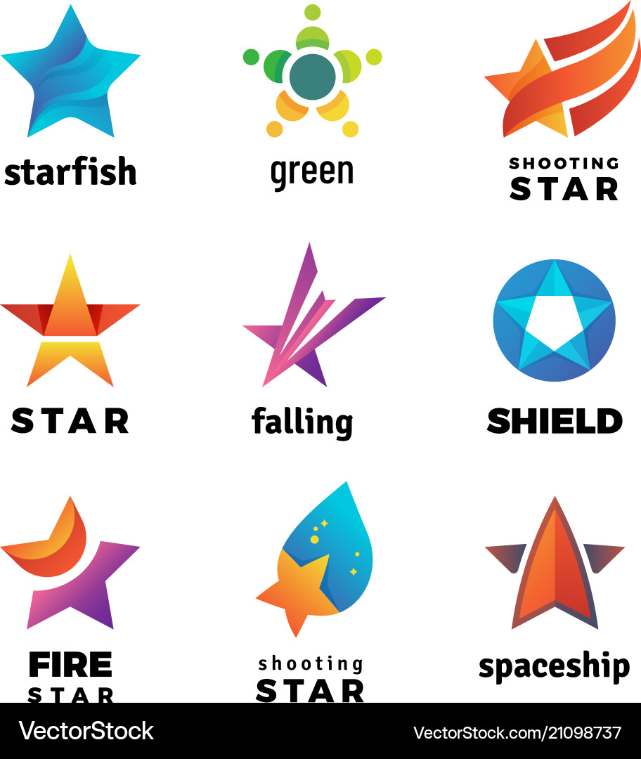 Leader star rising stars logo comet Royalty Free Vector