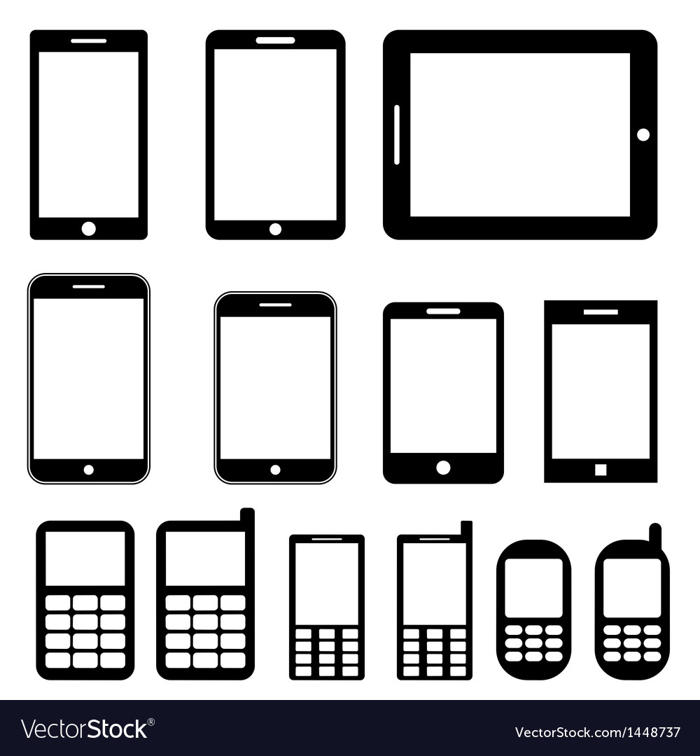 Mobile phones and tablets set Royalty Free Vector Image