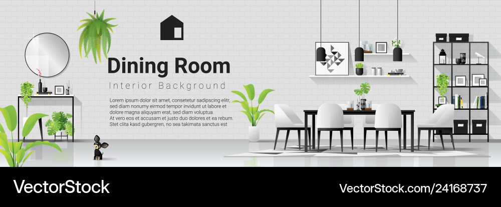 Modern dining room in scandinavian style Vector Image