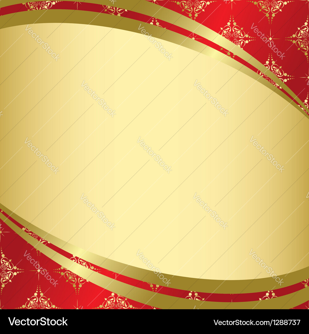 Red golden card with tracery Royalty Free Vector Image