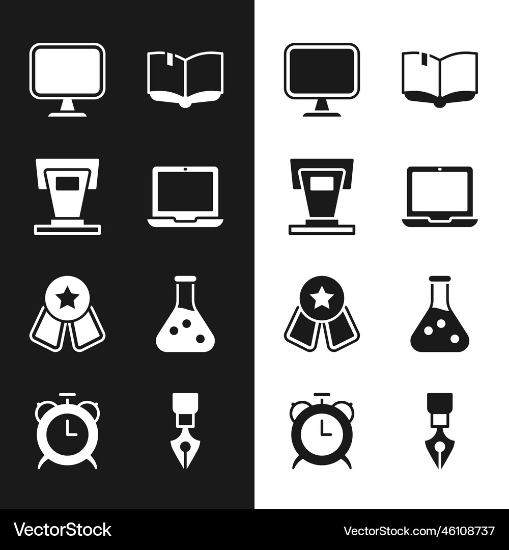Set laptop stage stand computer monitor open Vector Image