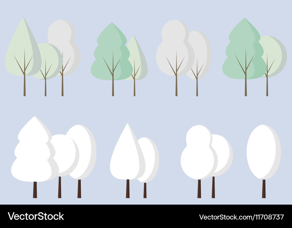 Set of flat icon winter trees Royalty Free Vector Image