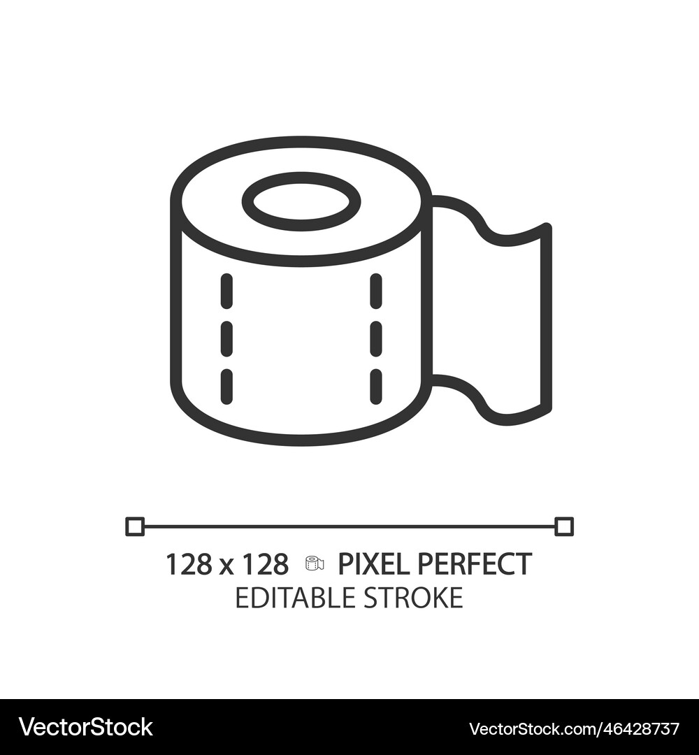 Toilet paper pixel perfect linear icon Royalty Free Vector