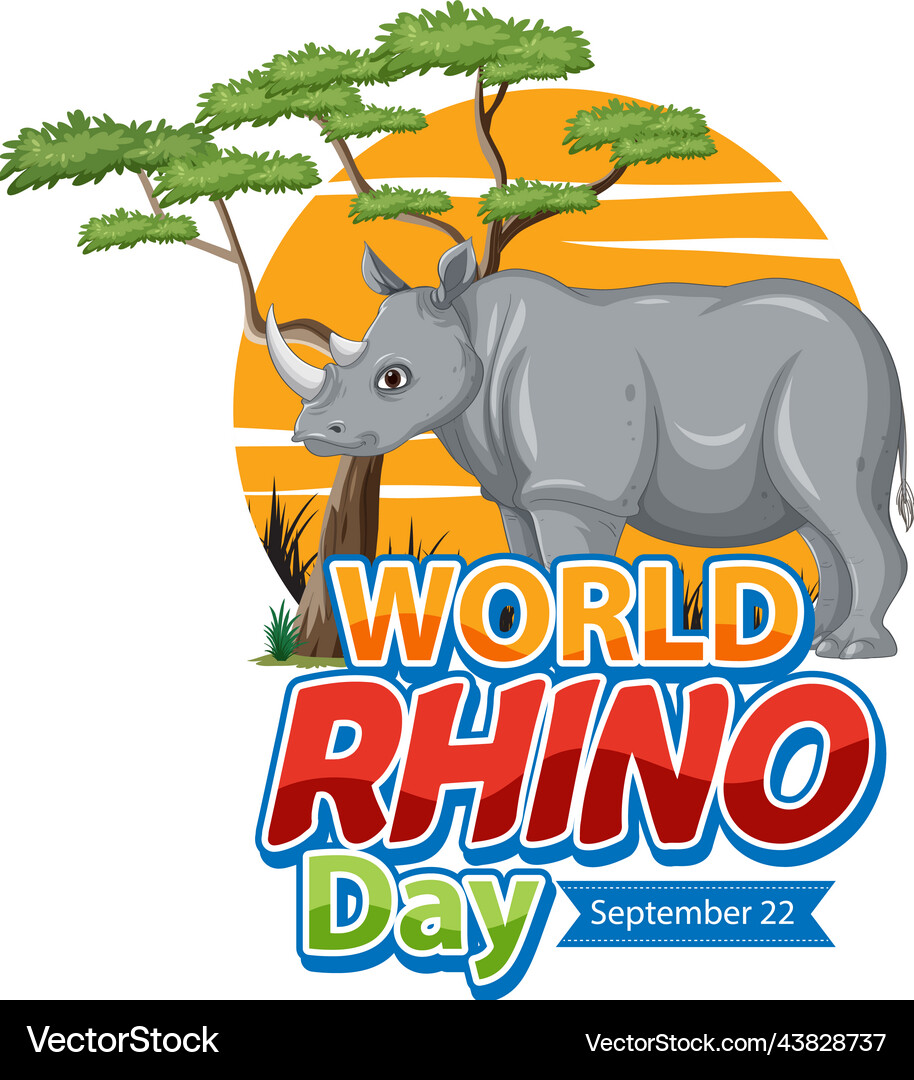 World rhino day september 22 Royalty Free Vector Image