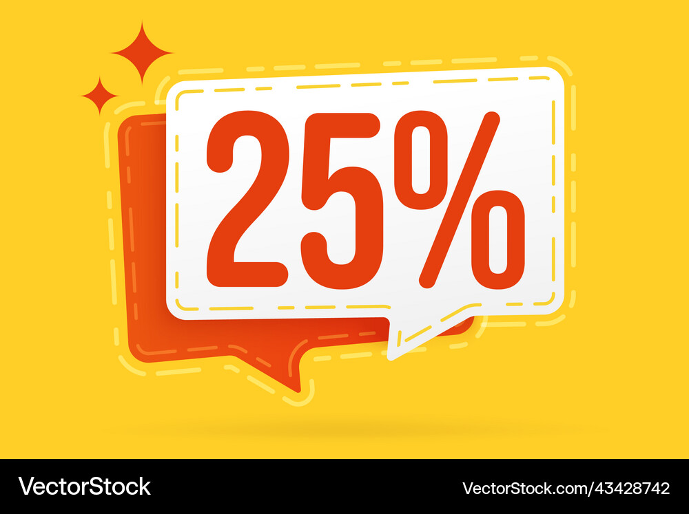 25 percent sale sticker template Royalty Free Vector Image