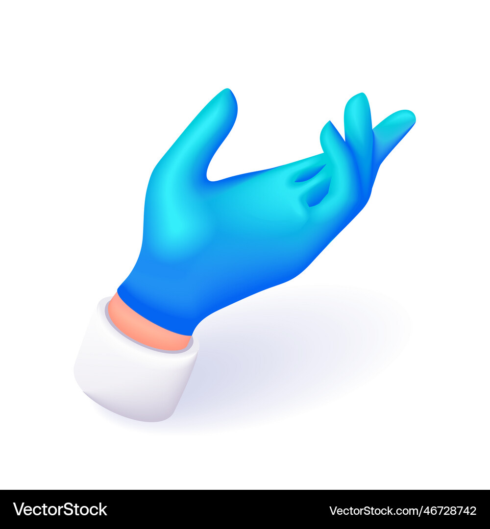 3d isometric doctor cartoon hand Royalty Free Vector Image