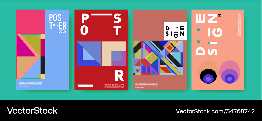 Abstract colorful collage poster design template Vector Image