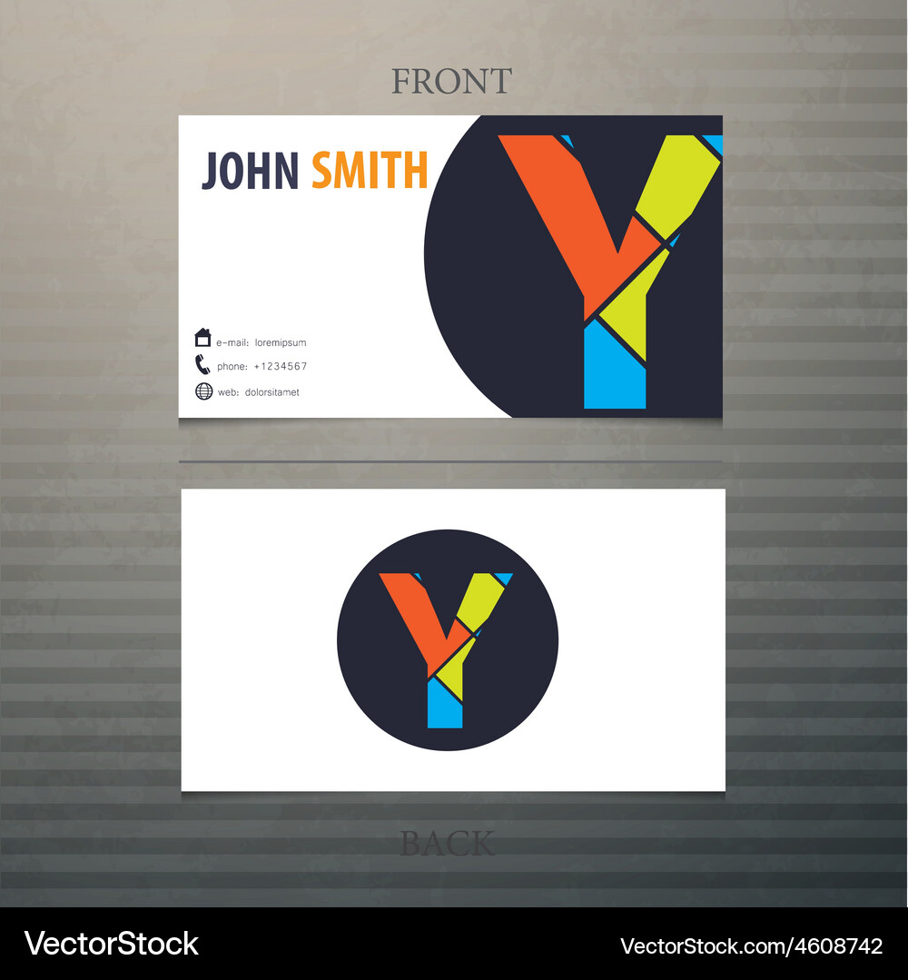 Business card template letter y Royalty Free Vector Image