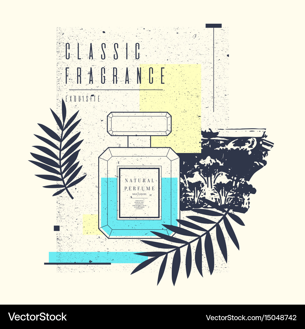 Classic retro bottle perfume on a grunge Vector Image