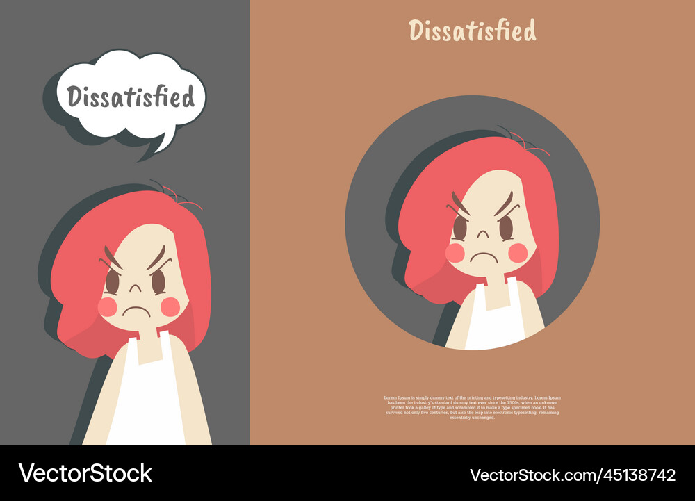 Cute face dissatisfied expressions with names Vector Image