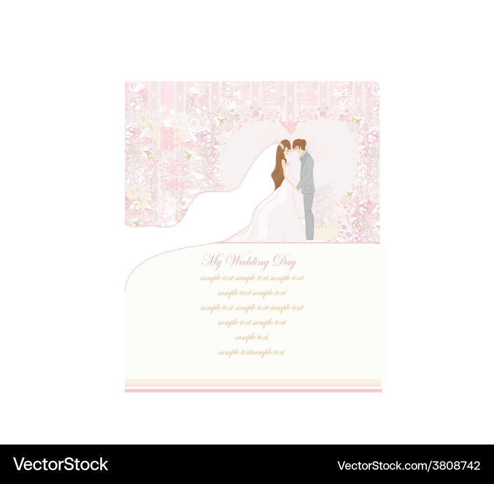 Elegant wedding invitation with couple Royalty Free Vector