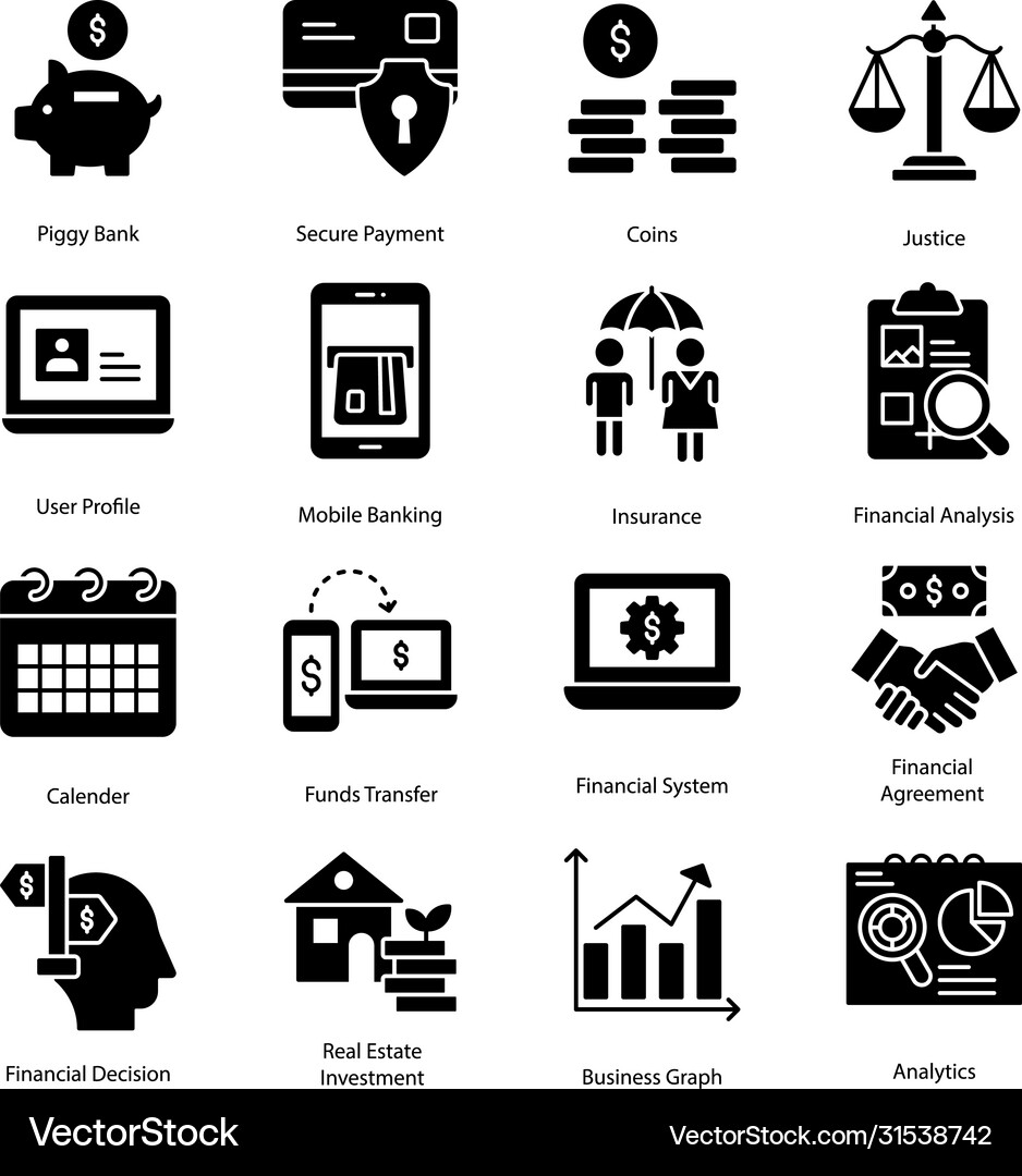 Finance solid Royalty Free Vector Image - VectorStock