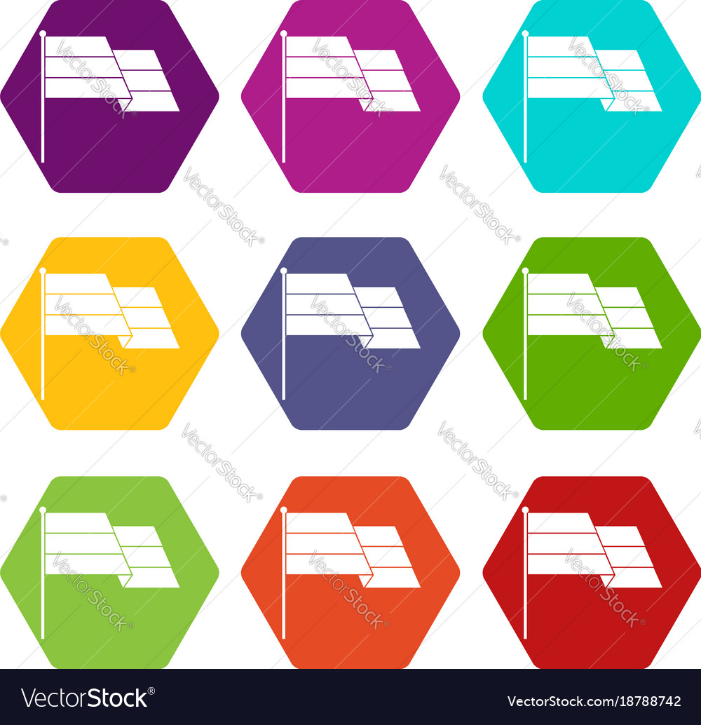 Flag icon set color hexahedron Royalty Free Vector Image