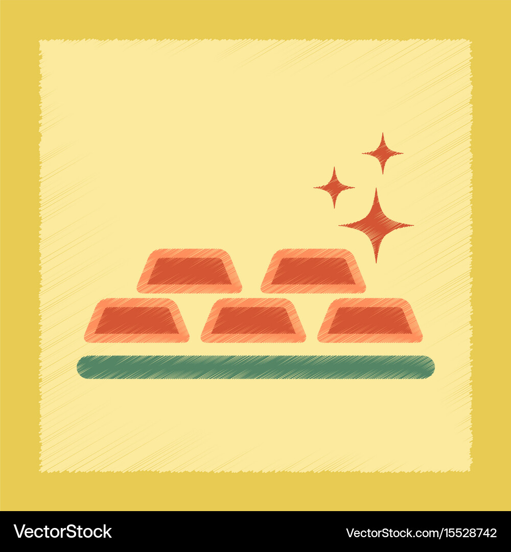 Flat shading style icon gold bullion Royalty Free Vector
