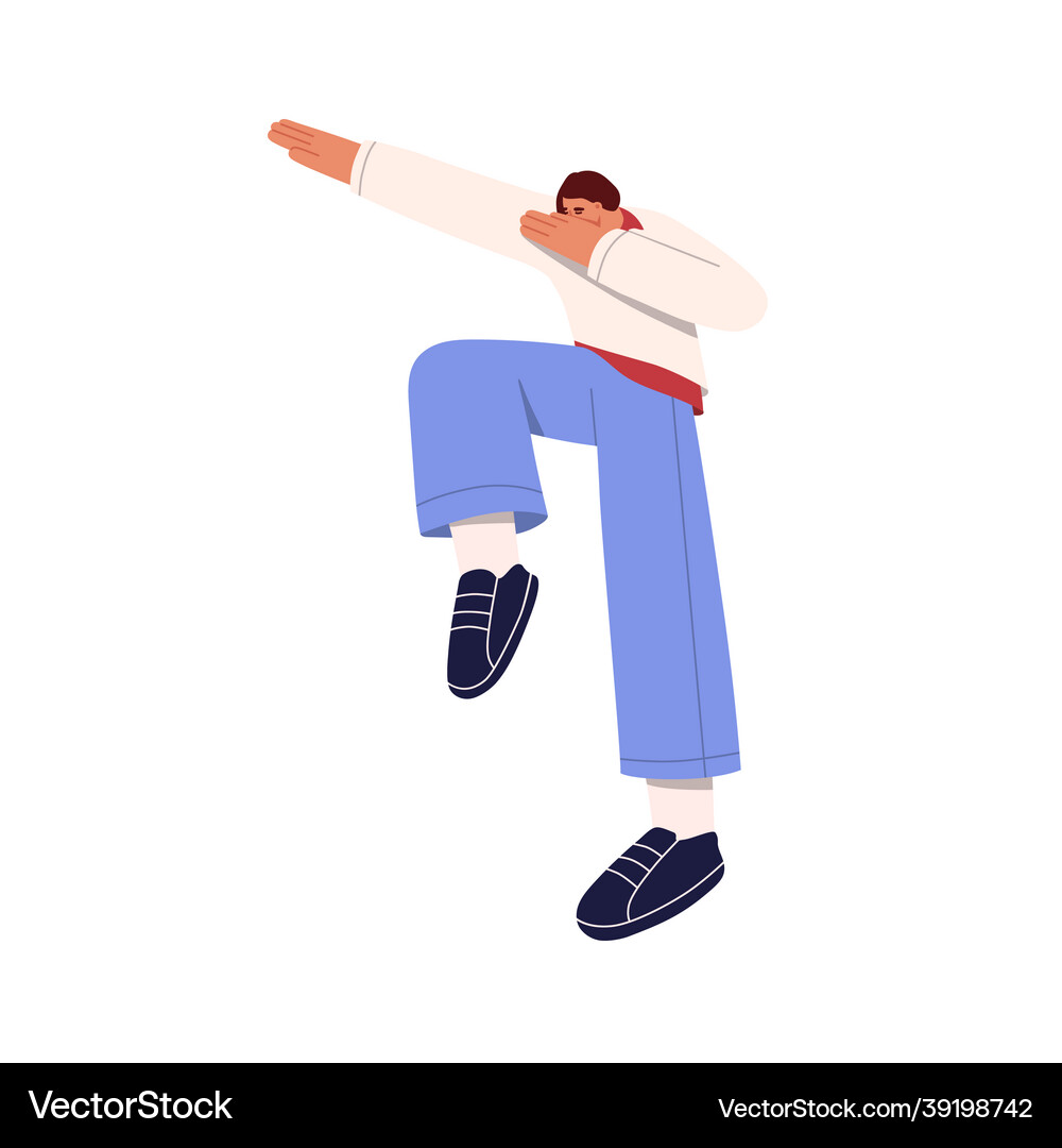 Happy young dancer dancing to music Royalty Free Vector