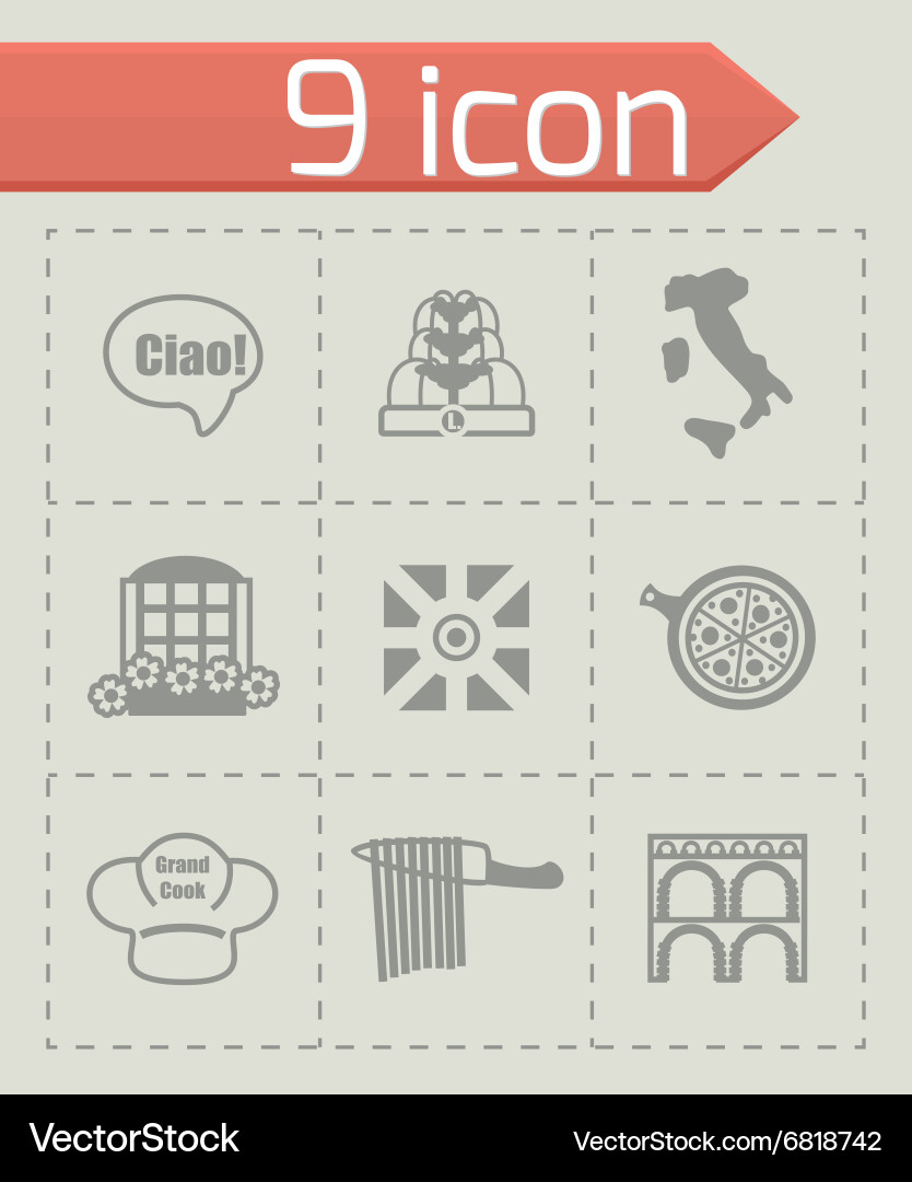Italy icon set Royalty Free Vector Image - VectorStock