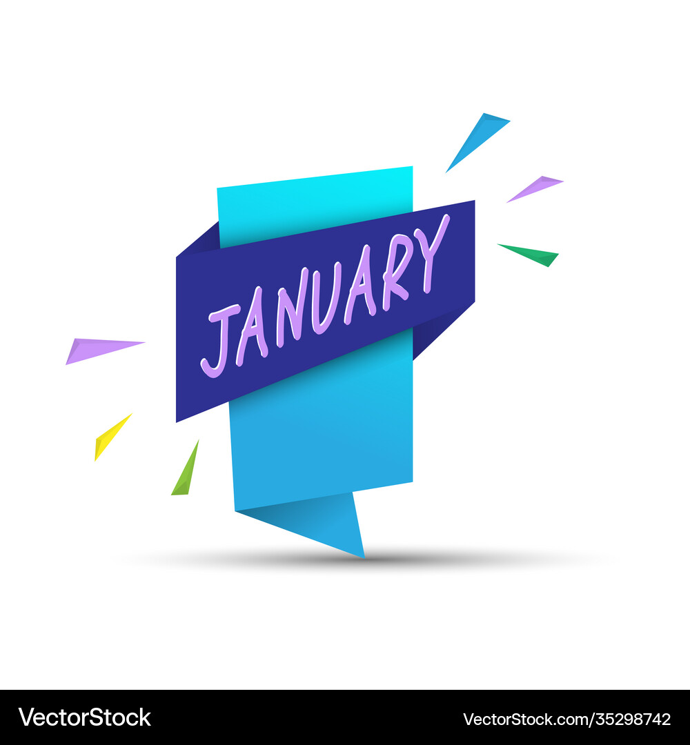 January colored banner with name month Royalty Free Vector