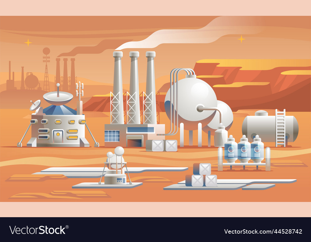 Mars colonization Royalty Free Vector Image - VectorStock