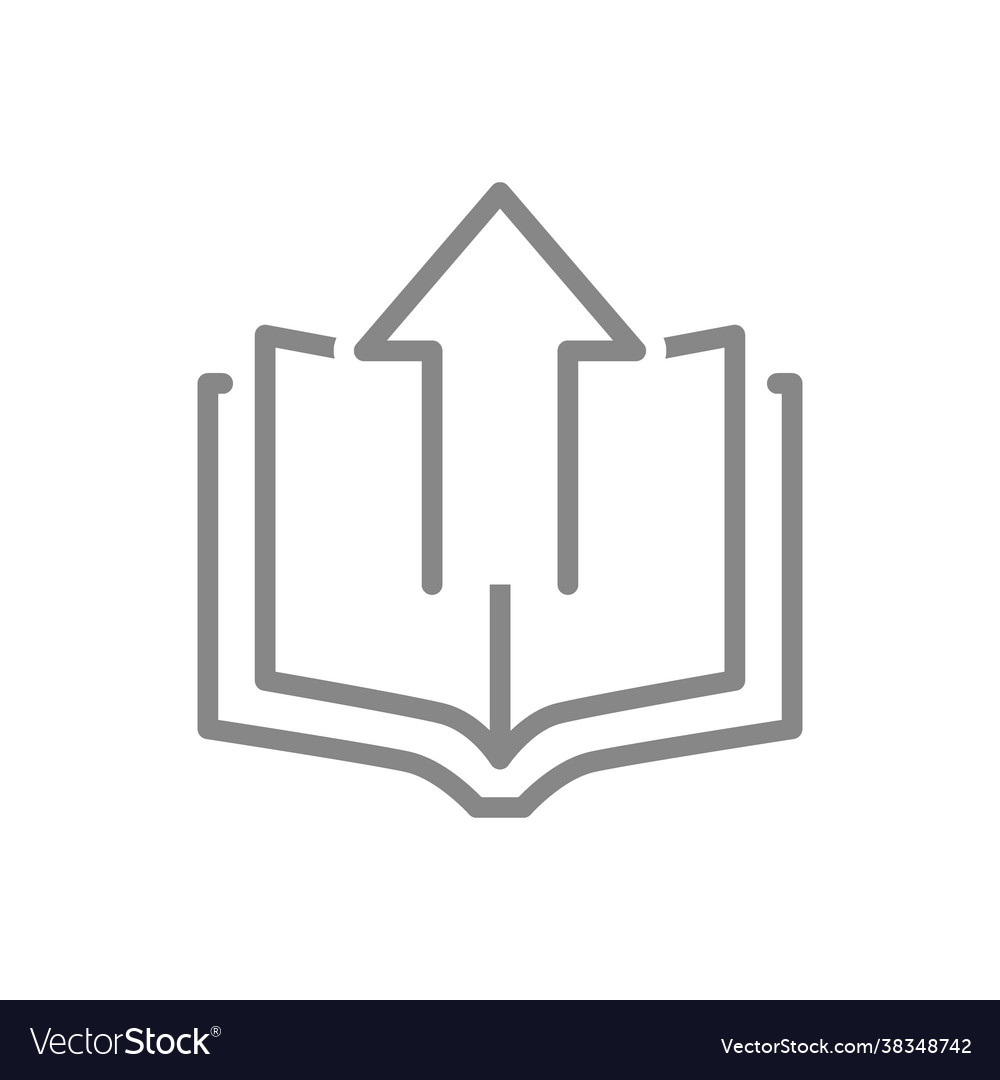Open book with up arrow line icon loading online Vector Image
