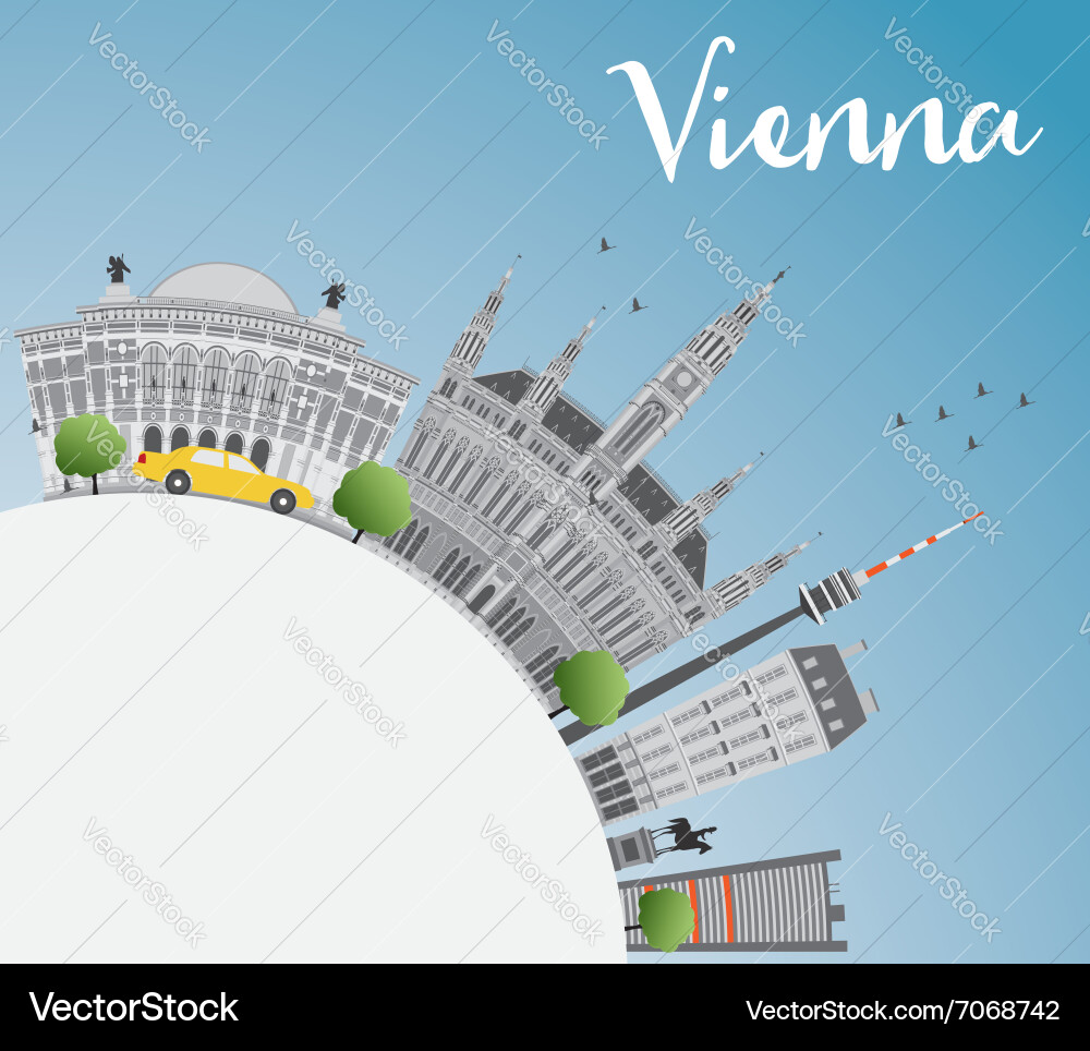 Vienna skyline with gray buildings Royalty Free Vector Image