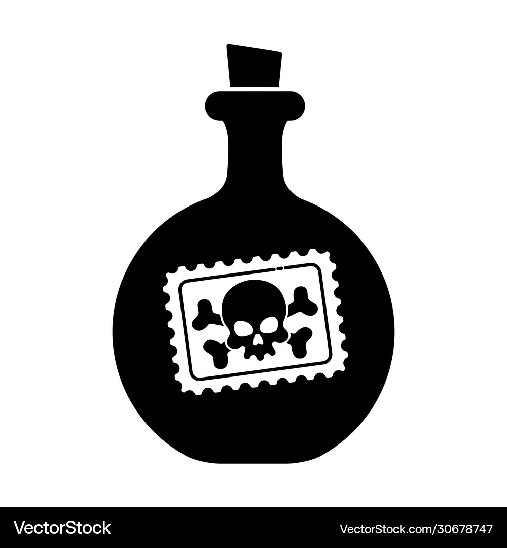 Bottle icon with poison sticker skull Royalty Free Vector