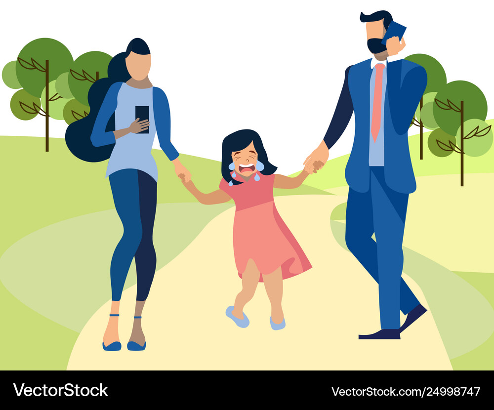 Child suffers from indifferent parents in Vector Image