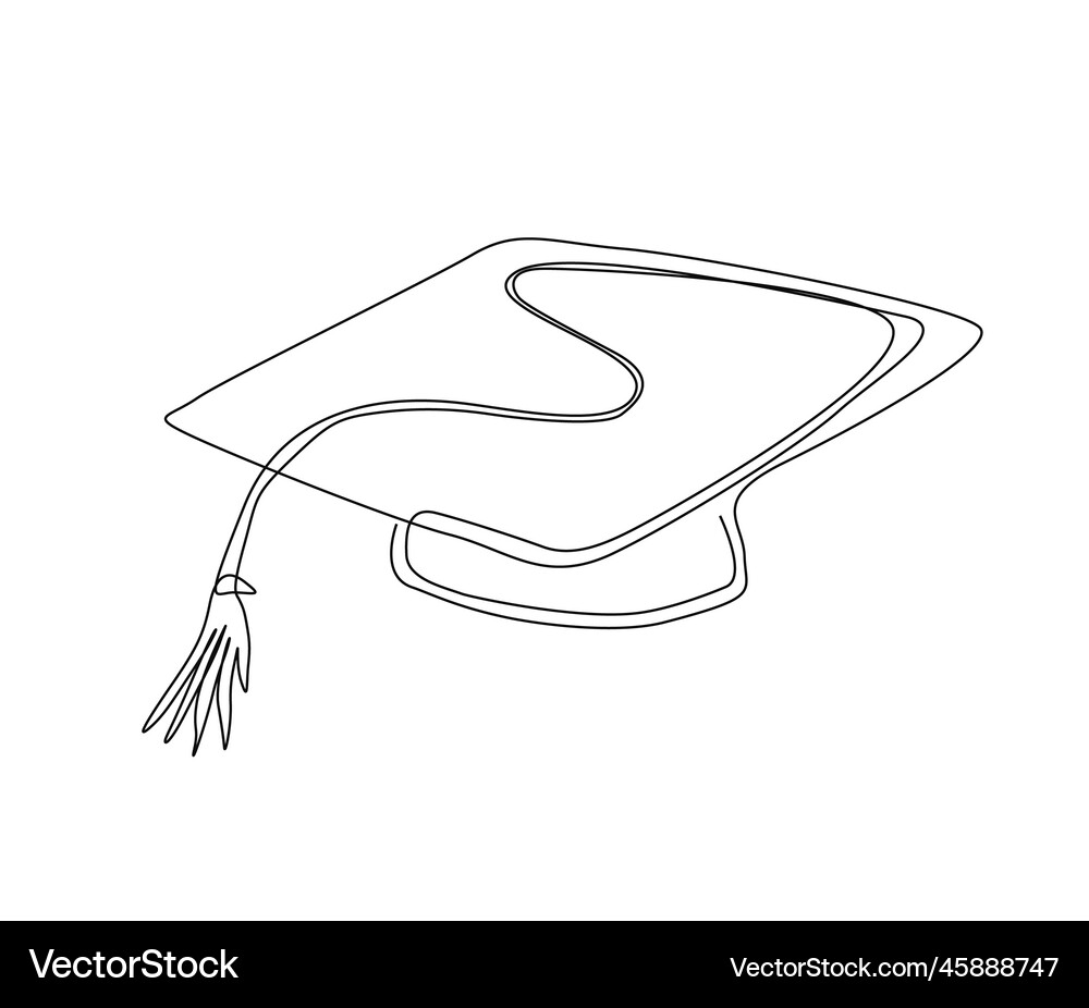 Continuous one line drawing of graduation cap Vector Image