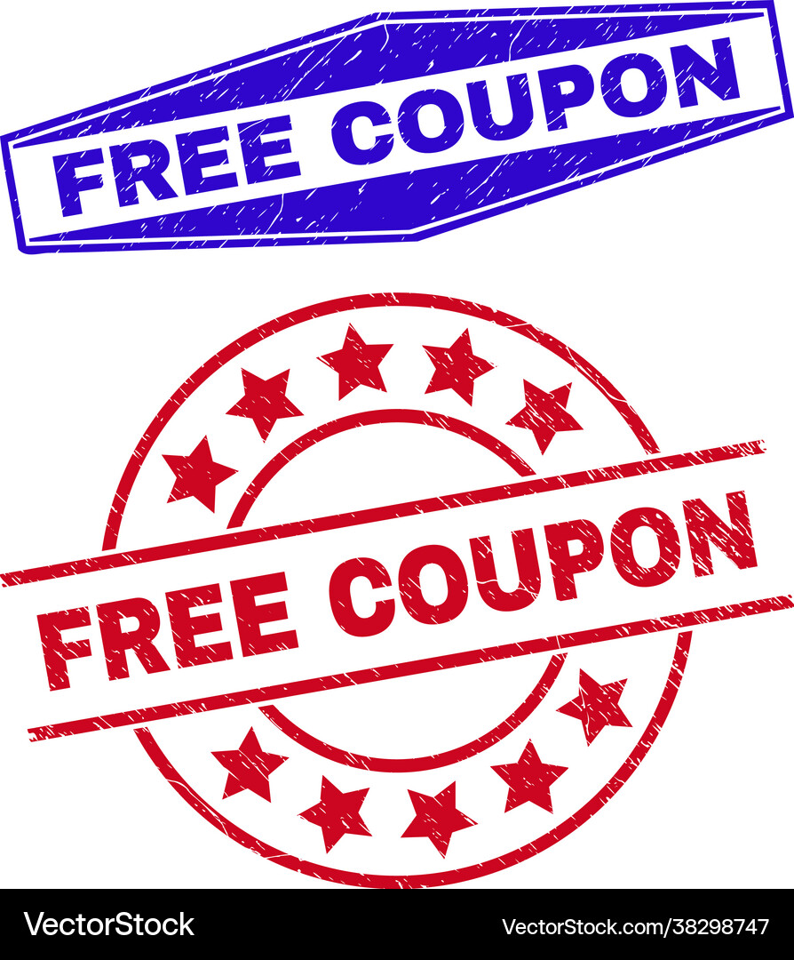 Free coupon unclean seals in circle and hexagonal Vector Image