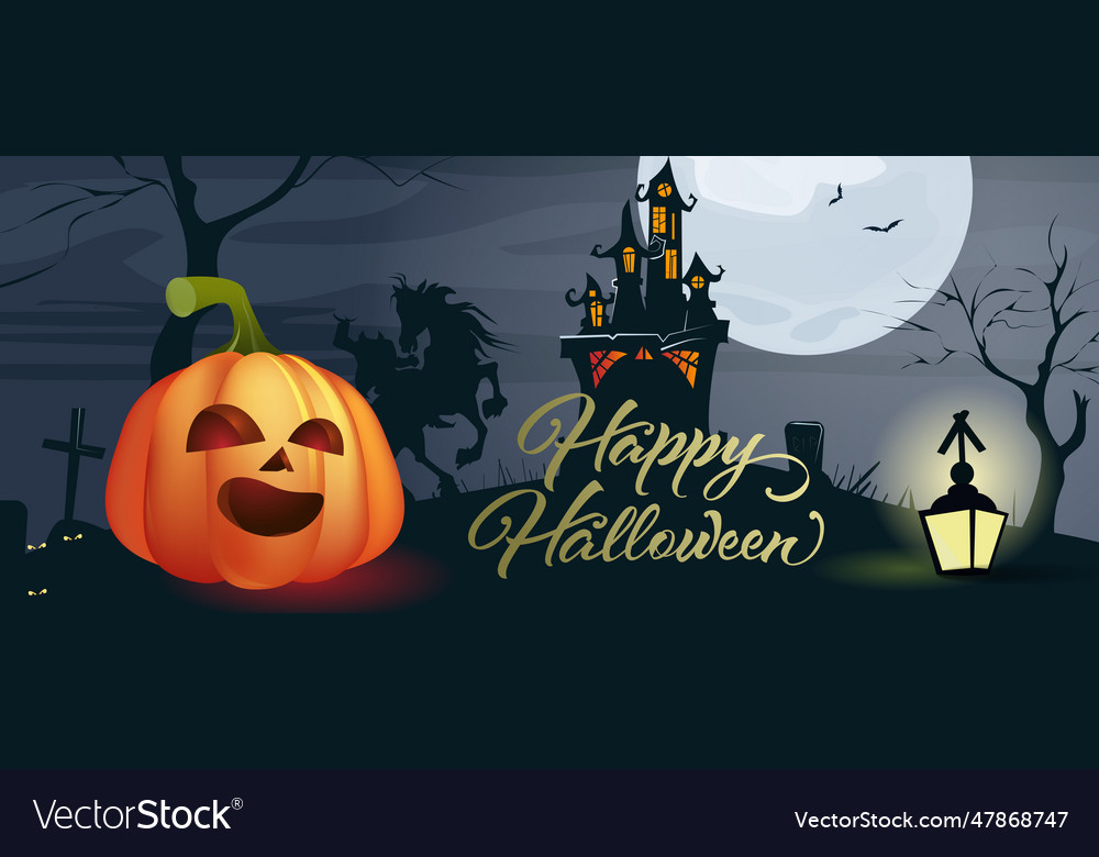 Happy halloween lettering pumpkin castle Vector Image Happy halloween lettering pumpkin castle Vector Image